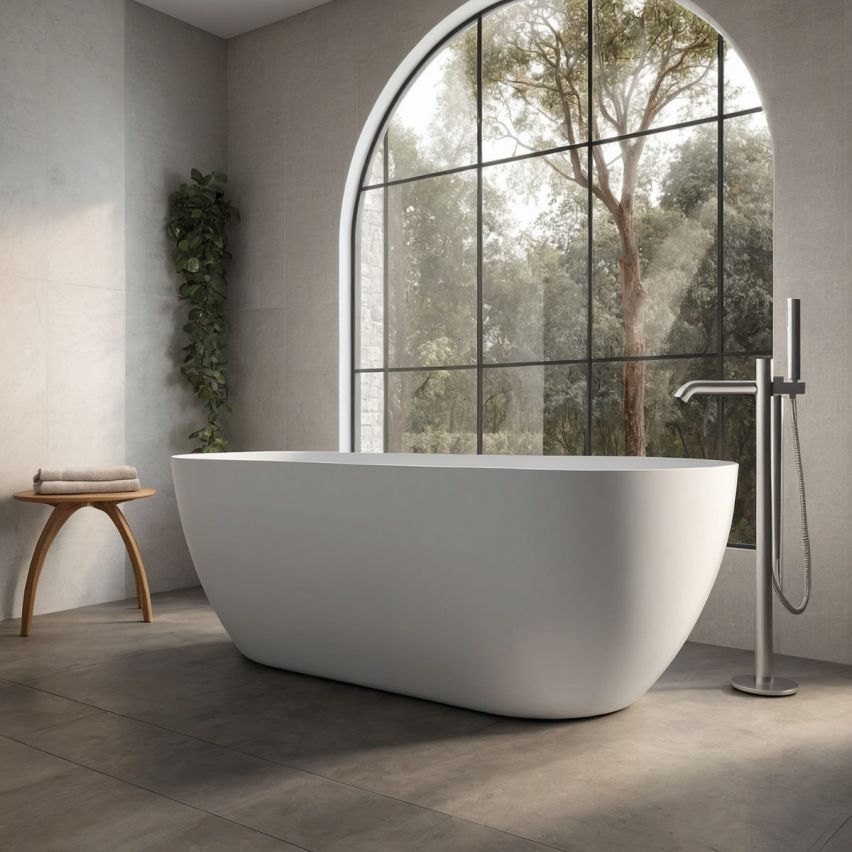 Girona Matt White Freestanding Stone Bath 1800mm